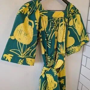 WHIT | Dresses | Whit Womens Yellow Green Mira Potted Plant Dress Xs ...